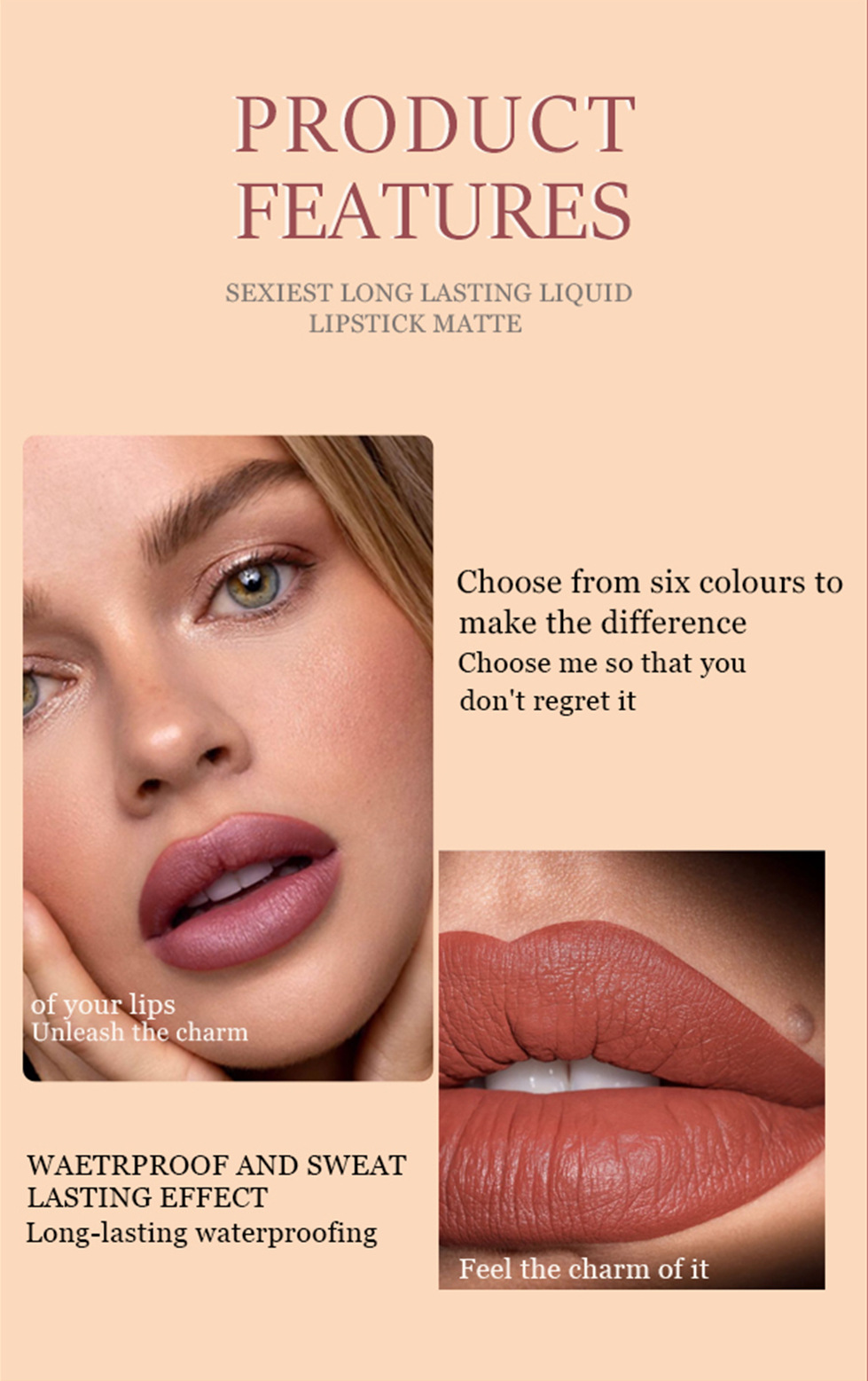 Sam SUGAR 6 Lip Gloss Gift Box Set Matte Velvet Easy-to-Color Liquid ...