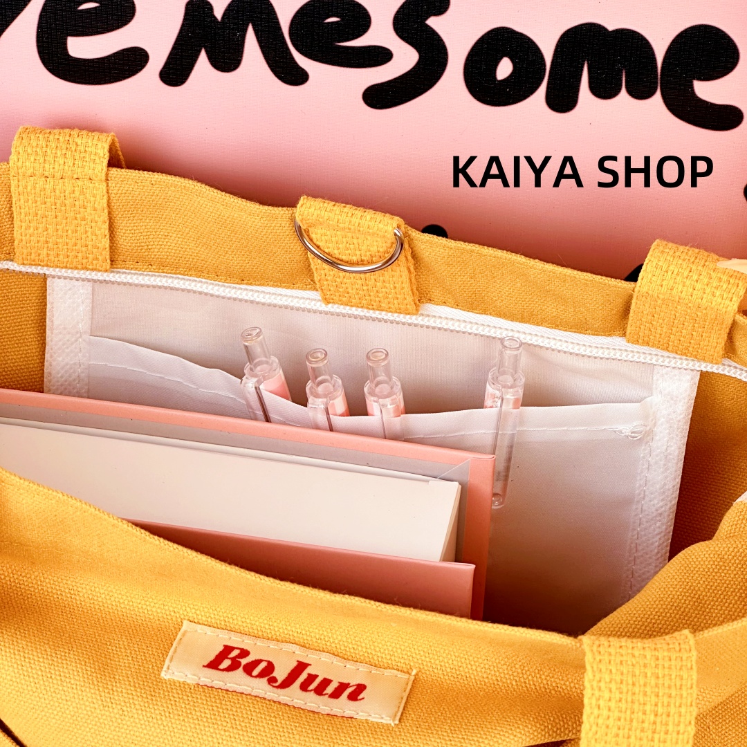 Cartoon style student's cute handheld study bag large-capacity canvas ...