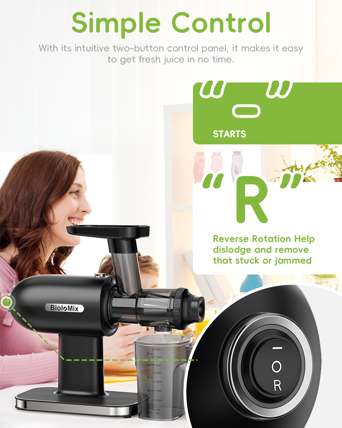 BioloMix Cold Press Juicer,Slow Masticating Juicer Machines with ...