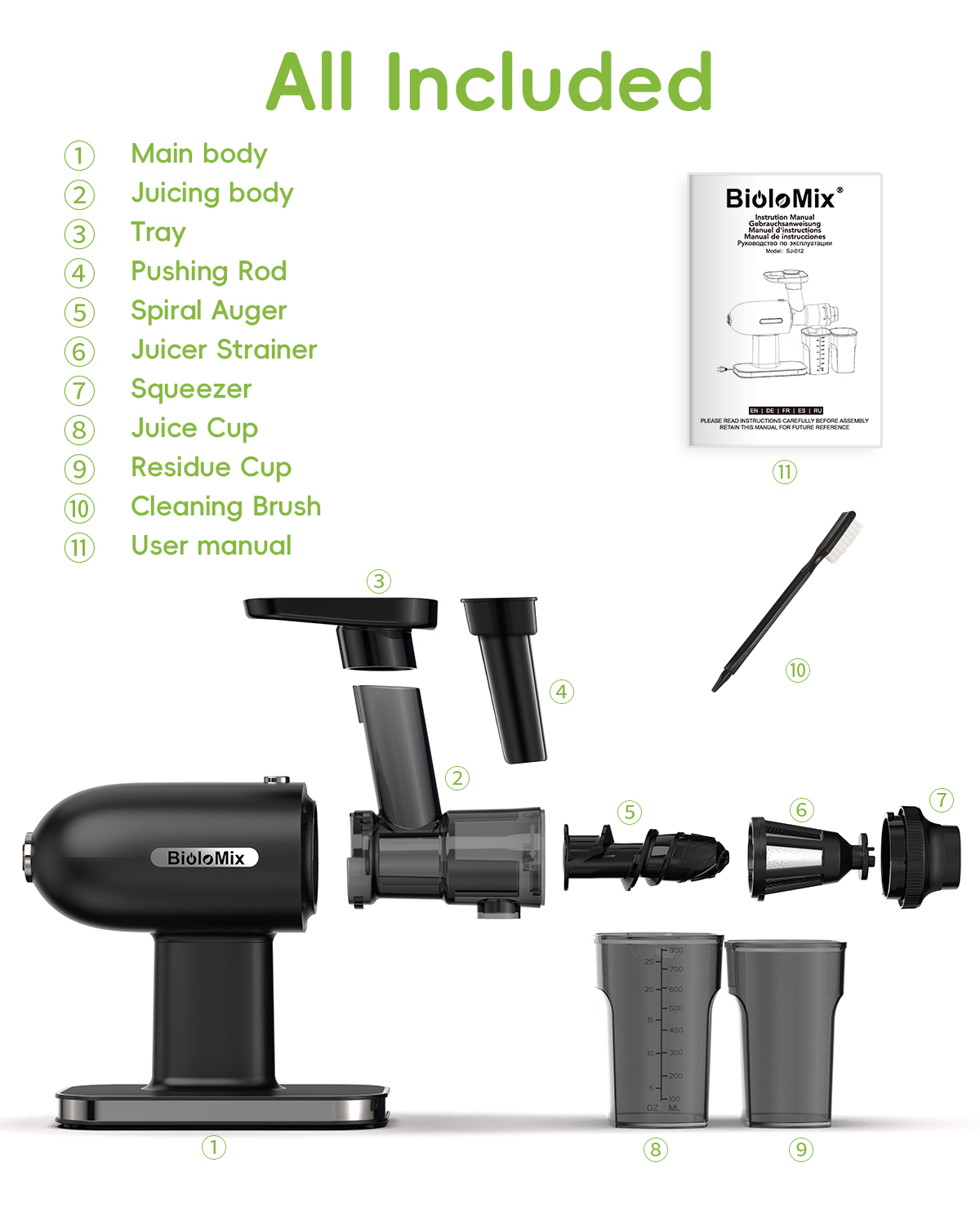 BioloMix Cold Press Juicer,Slow Masticating Juicer Machines with ...