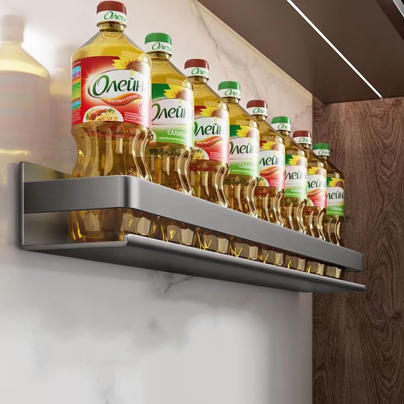 FLOATING SPICE RACK KITCHEN ORGANIZER STACKED WALL-MOUNTED CONDIMENTS ...