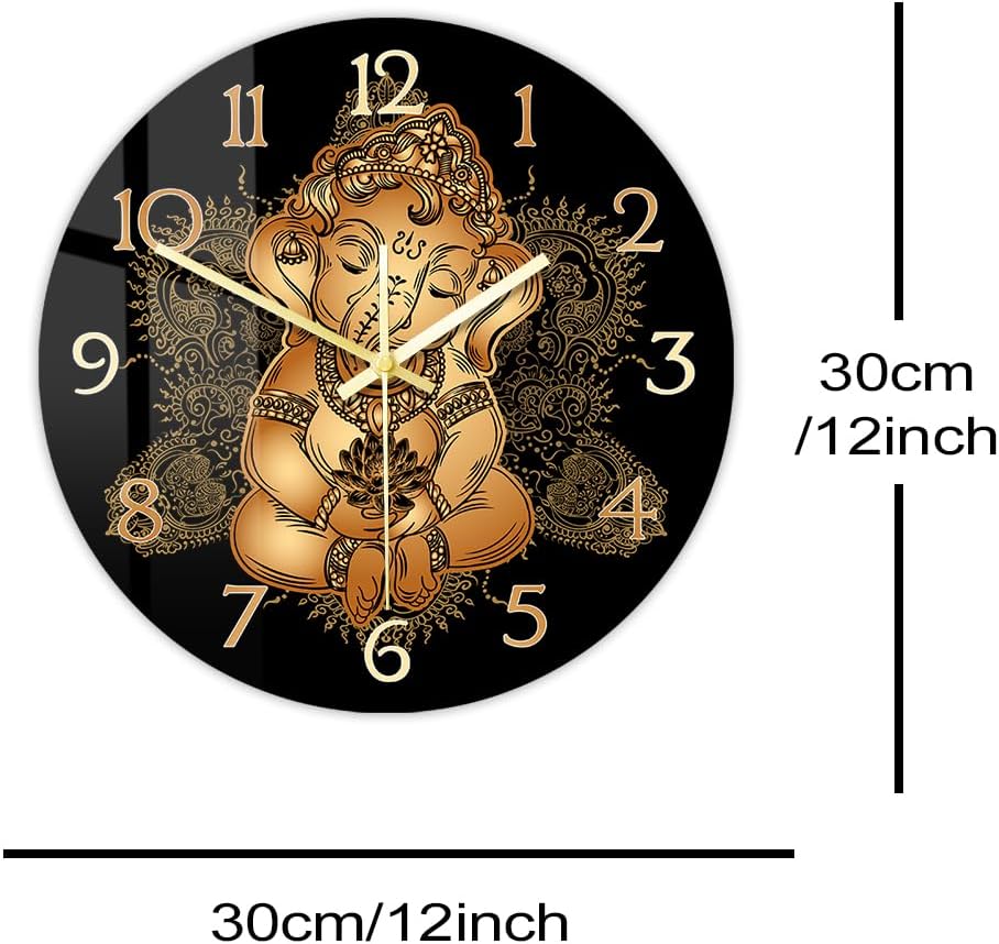 Cute Toddler Lord Ganesha Silent Wall Clock, Hindu God Indian Festival ...