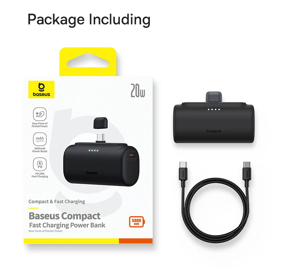 Baseus 20W Mini Power Bank 5000mAh Type C Fast Charging External ...