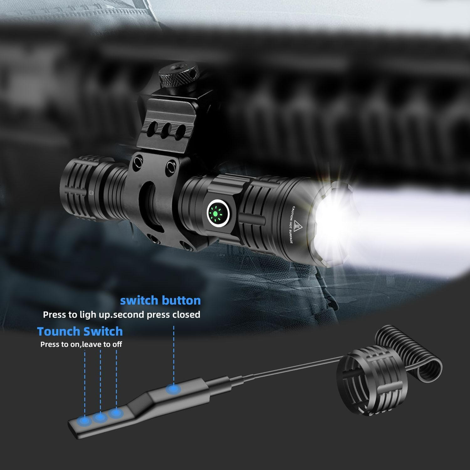 Portable Strong Super Bright White Laser Flashlight Zoomable Tactical ...