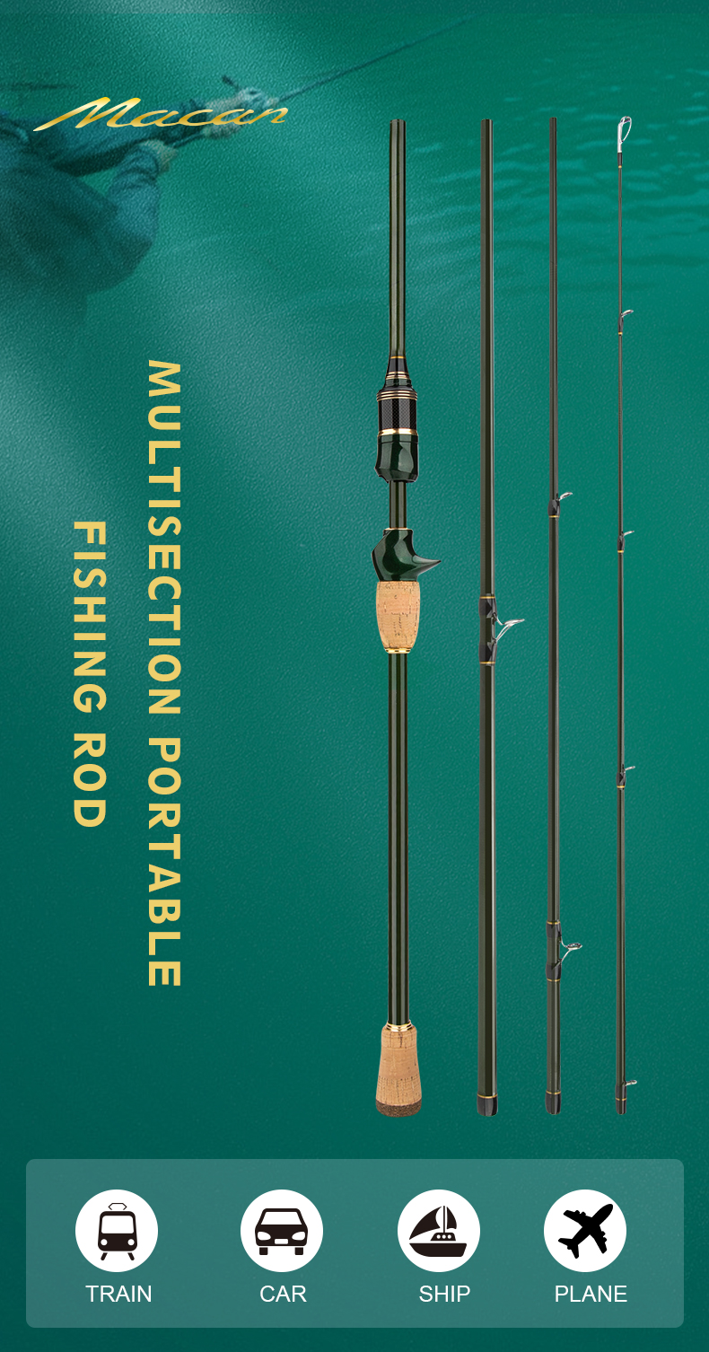 CEMREO Travel Rod 1.8/2.1/2.4m Portable Fishing Rod 4-5 Sections ...