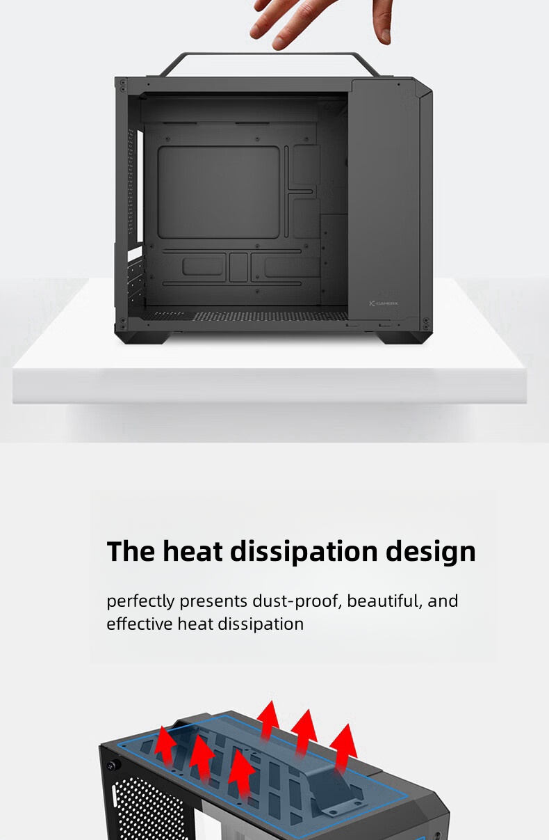 PowerTrain X200 portable desktop computer MATX glass side transparent ...