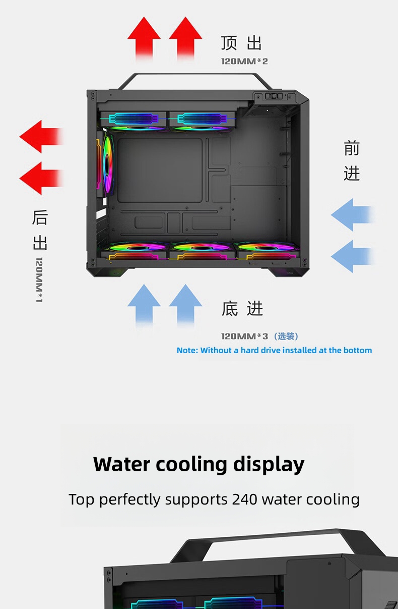 PowerTrain X200 portable desktop computer MATX glass side transparent ...
