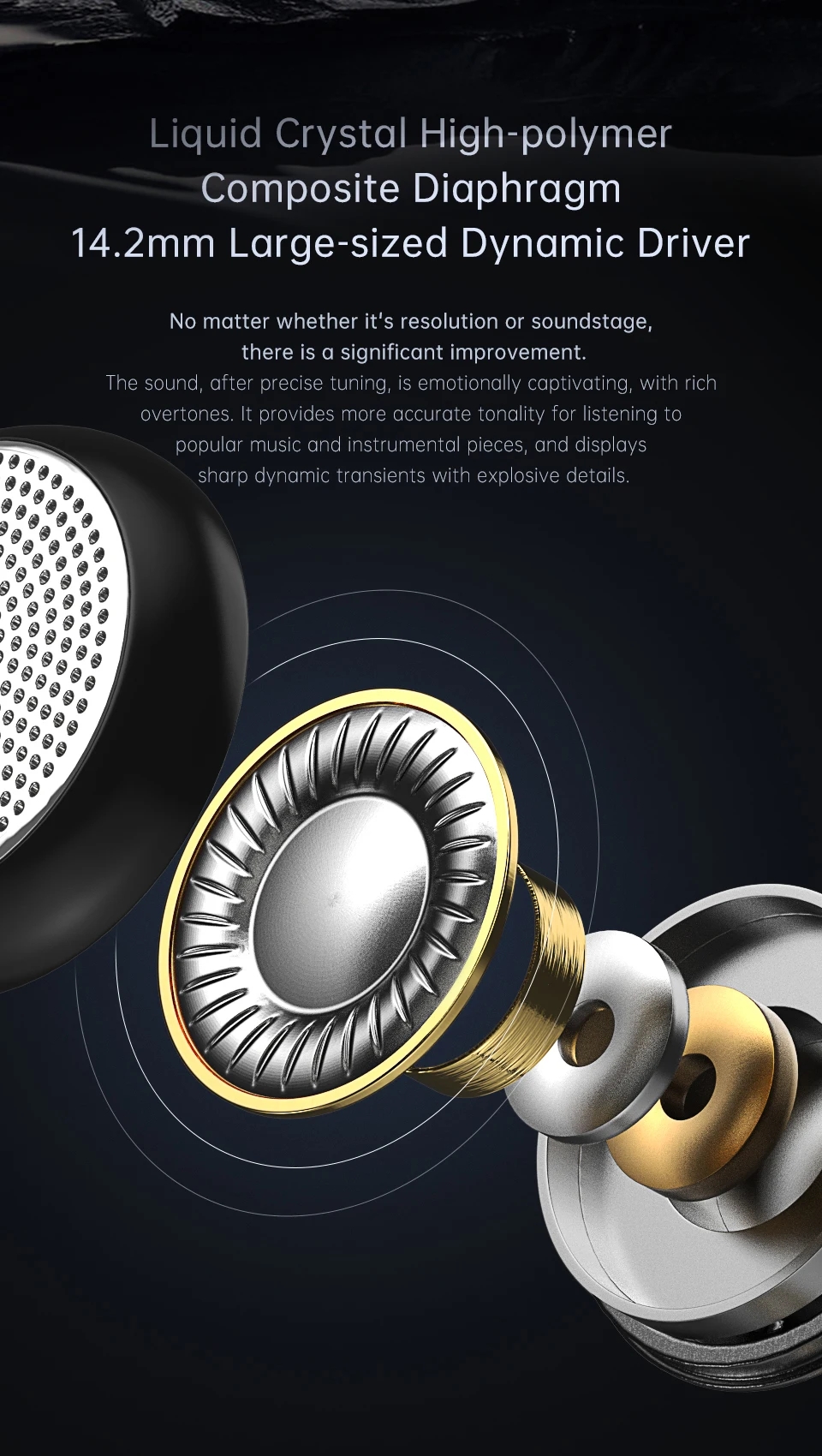 ND DTS 14.2mm Large Sized Dynamic Driver Unit Wired Headphones In Ear Monitor Sport Noise ...