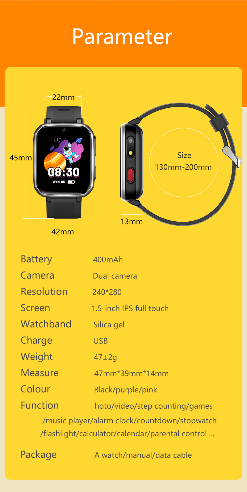 SPRISE H9 Children's Smart Watch Multi-dial Kids Watch 1.5-inch Large ...