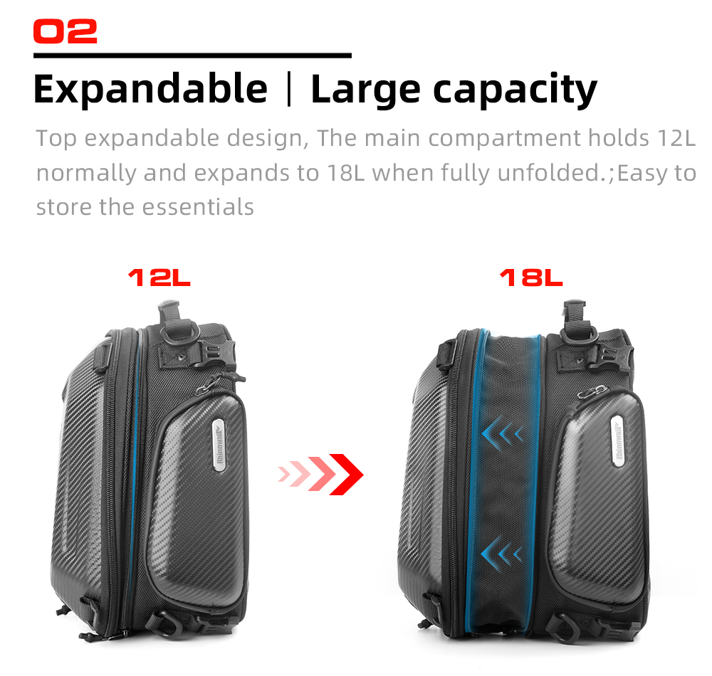 Rhinowalk Expandable waterproof hard shell motorcycle tail bag ...