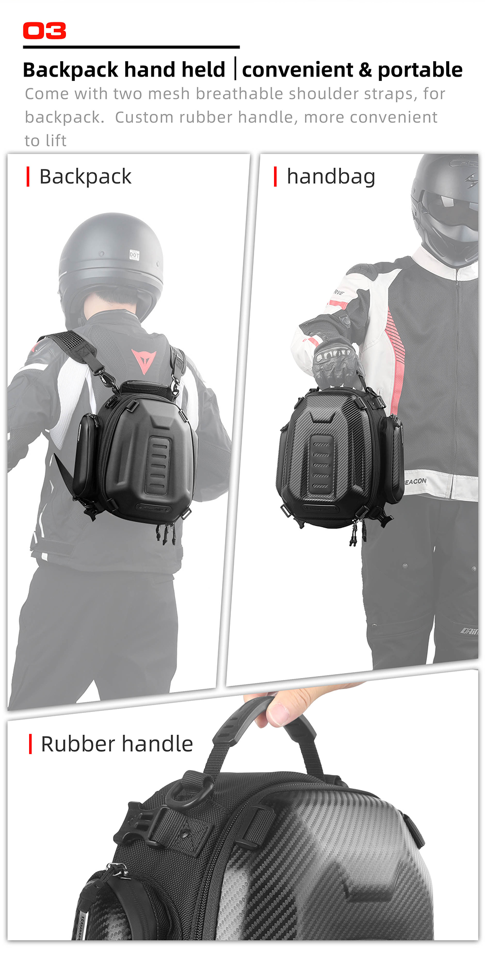 Rhinowalk Expandable waterproof hard shell motorcycle tail bag ...