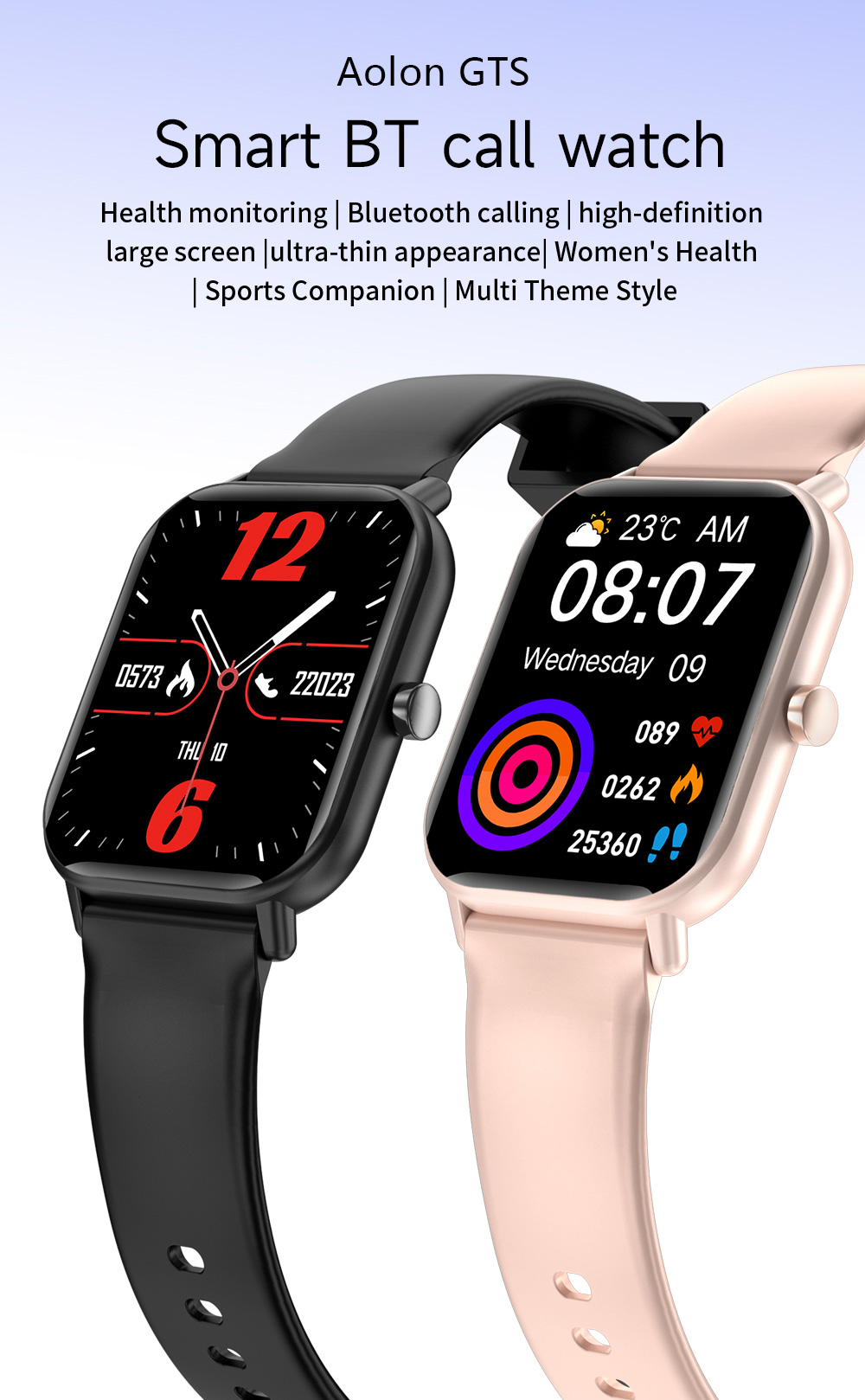 Aolon GTS 41mm Smart Watch Bluetooth Call Waterproof Custom Wallpaper ...