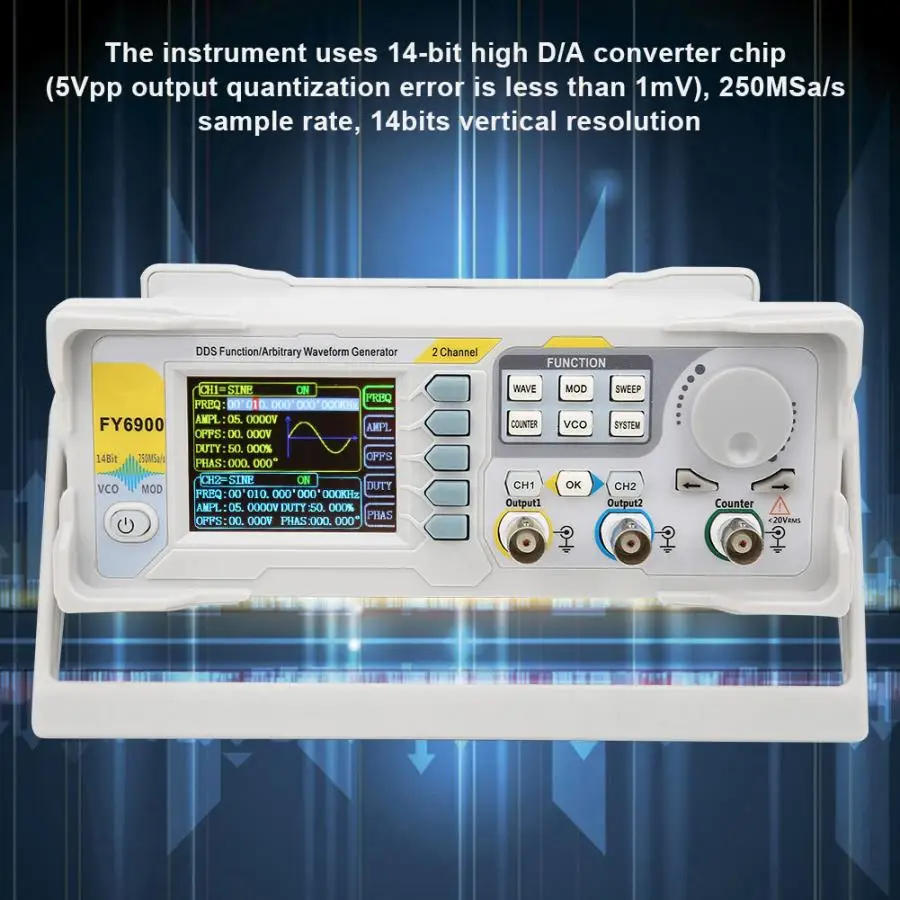FY6900 20/30/40/50/60/80/100MHz DDS Function Signal Generator Dual-CH ...