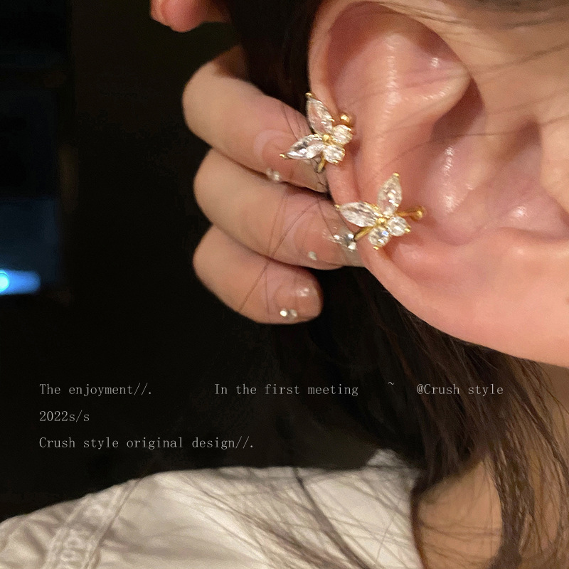 Butterfly Ear Clip Female New Style Light Luxury Niche Design Ear Bone ...