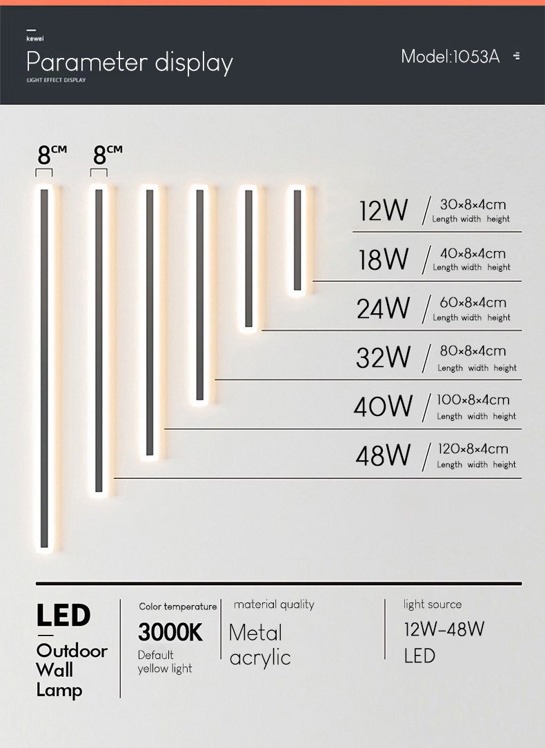 Wall Lamp Outdoor Wall Light Waterproof Minimalist LED Linear Lights ...