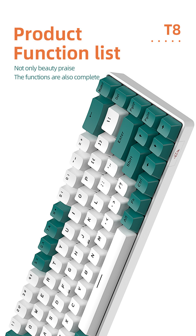 2024 New ZIYOULANG T8 Gaming Keyboard Type C RGB Backlit Double-Shot ...