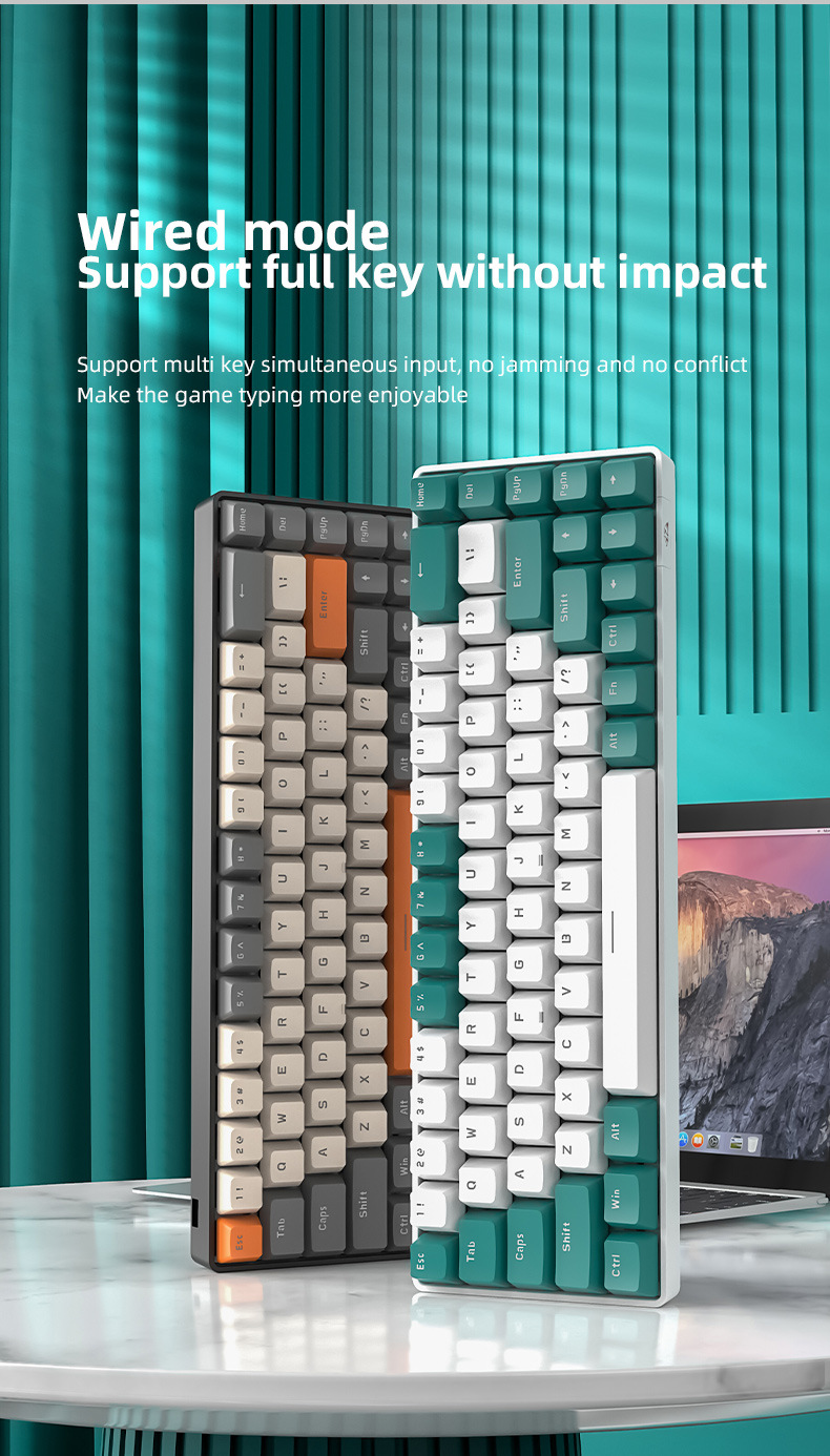 2024 New ZIYOULANG T8 Gaming Keyboard Type C RGB Backlit Double-Shot ...