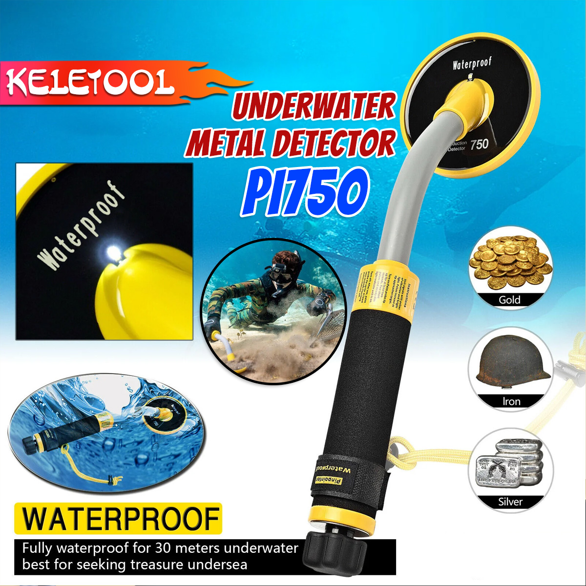 metal detector gold detector pi750 30m Underwater PI-iking 750 ...