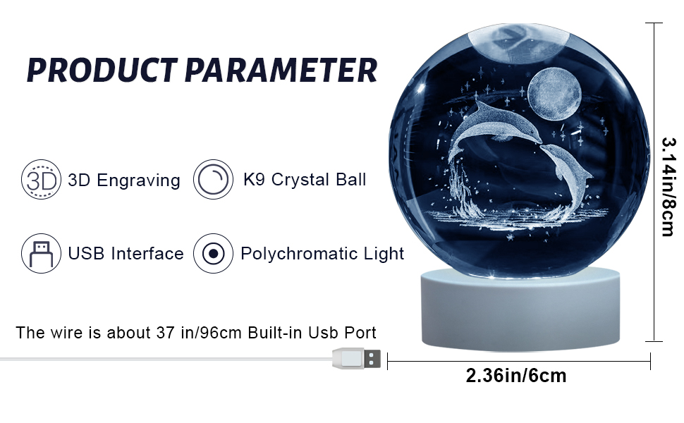 Creative 3D crystal ball nightlight, living room bedroom and home ...