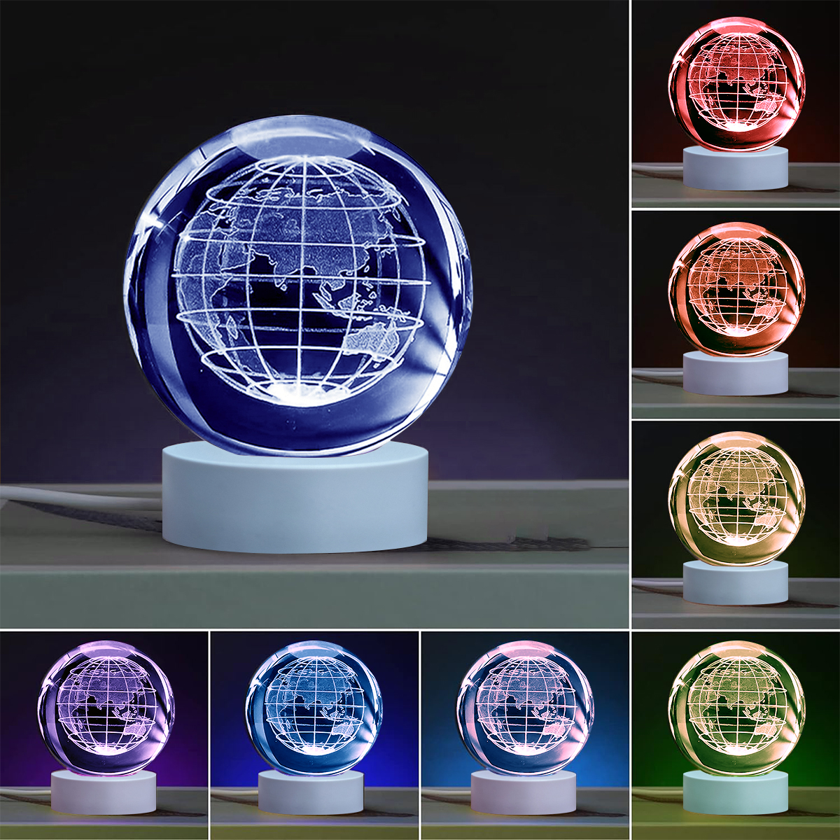 Creative 3D crystal ball nightlight, living room bedroom and home ...