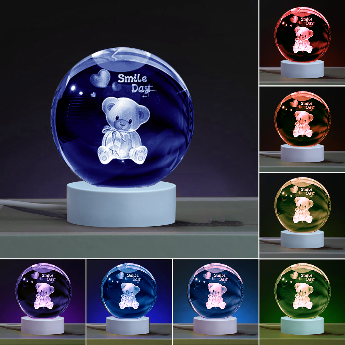 Creative 3D crystal ball nightlight, living room bedroom and home ...