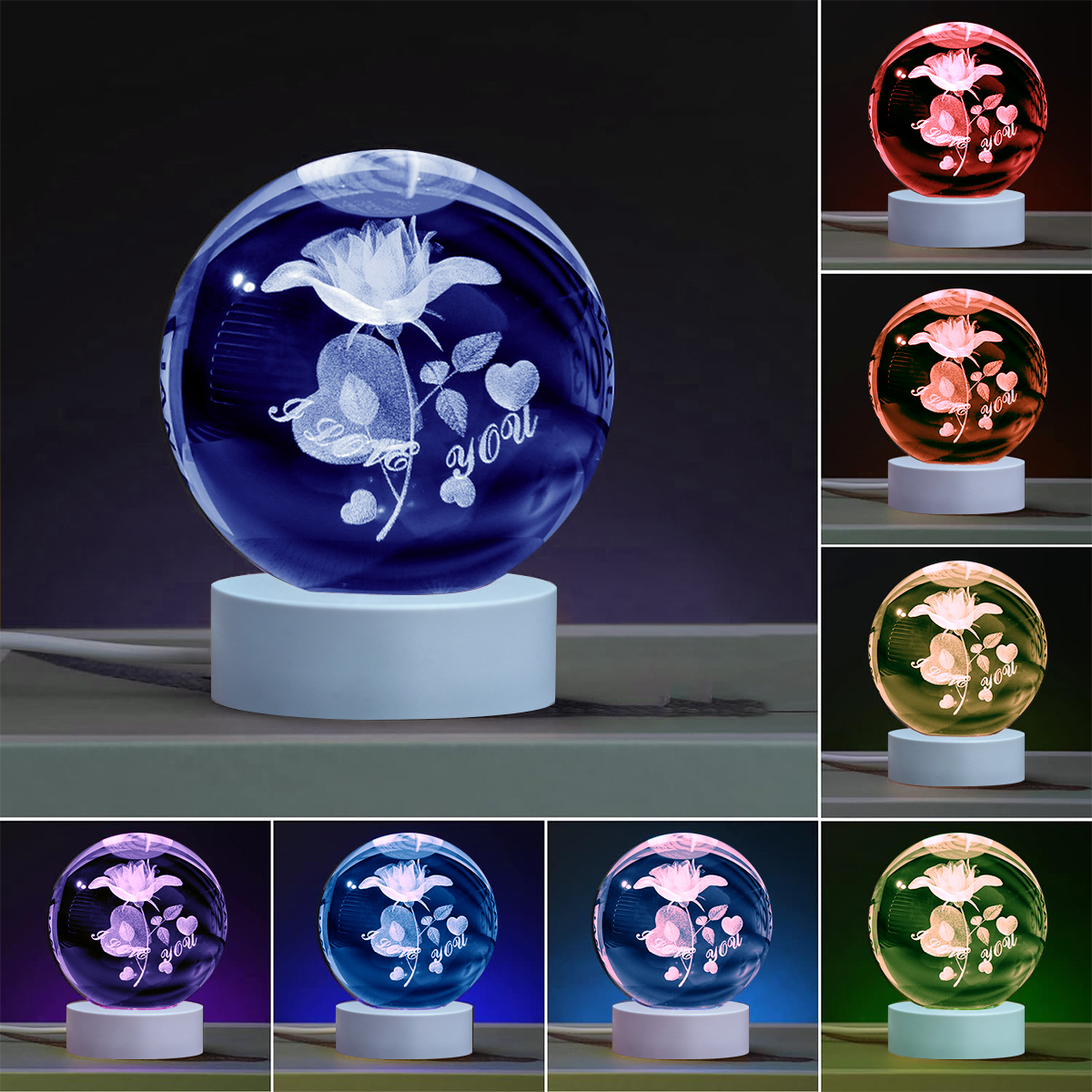 Creative 3D crystal ball nightlight, living room bedroom and home ...