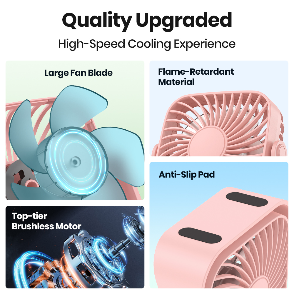 TOPK Portable Desk Fan [USB power] Rechargeable Small Mini Electric ...