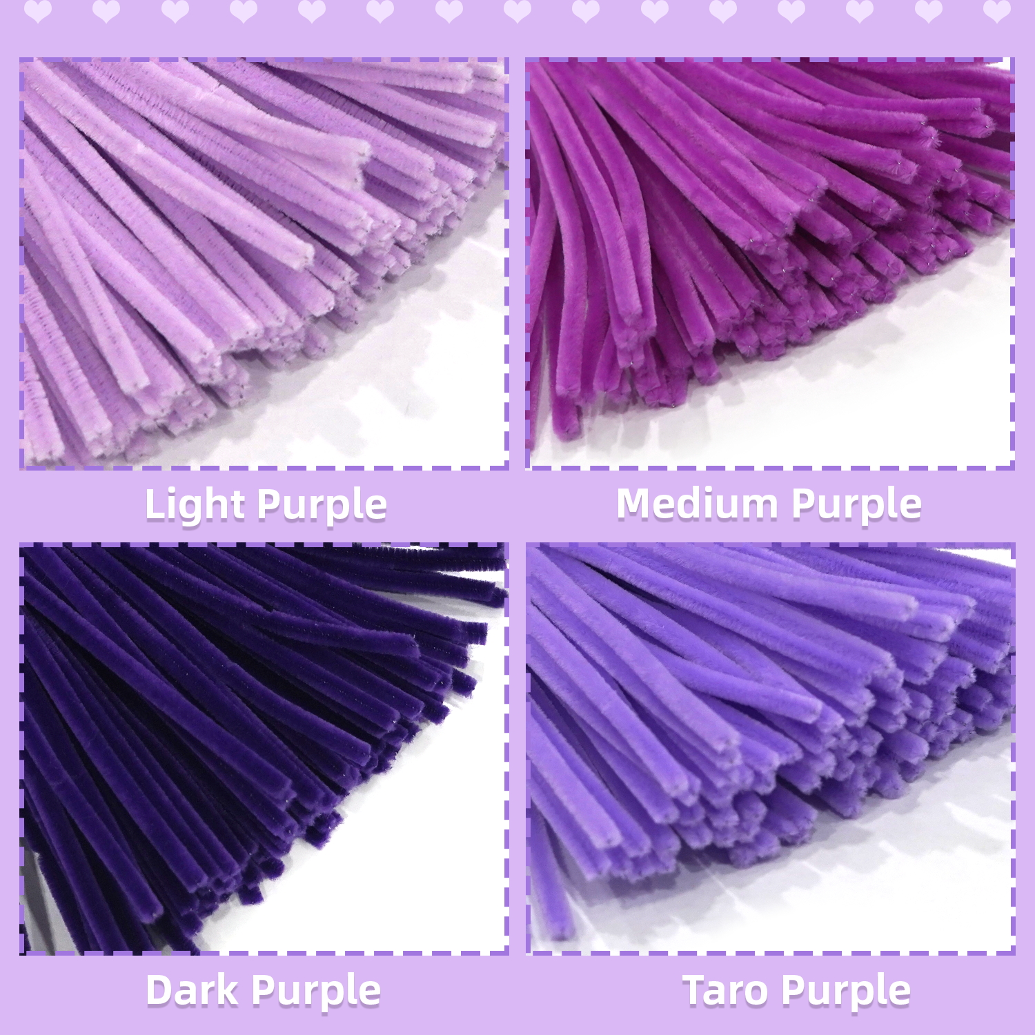 200pcs purple Serie Pipe Cleaners Craft Chenille Stem,Light Purple Dark ...