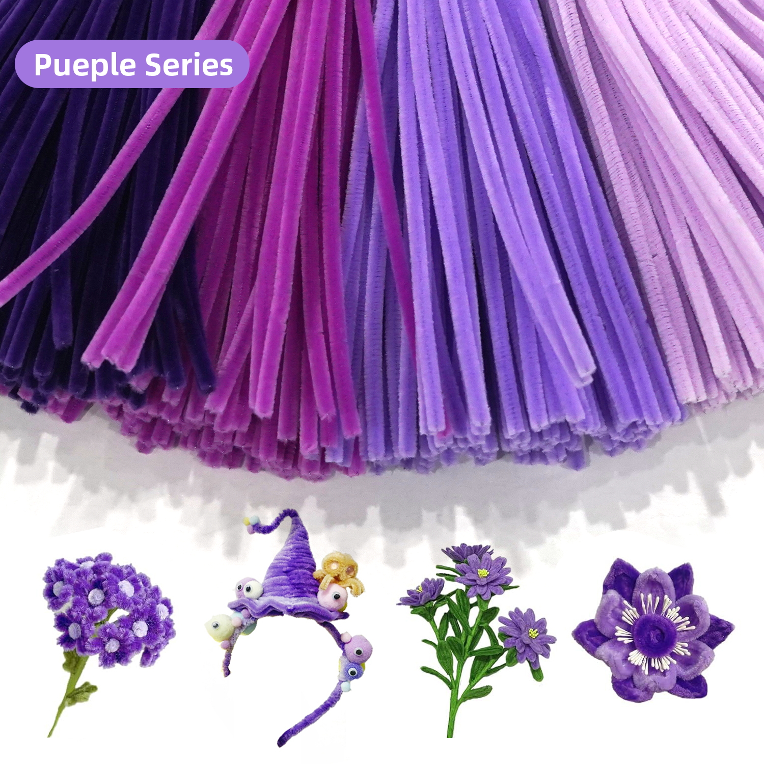 200pcs purple Serie Pipe Cleaners Craft Chenille Stem,Light Purple Dark ...