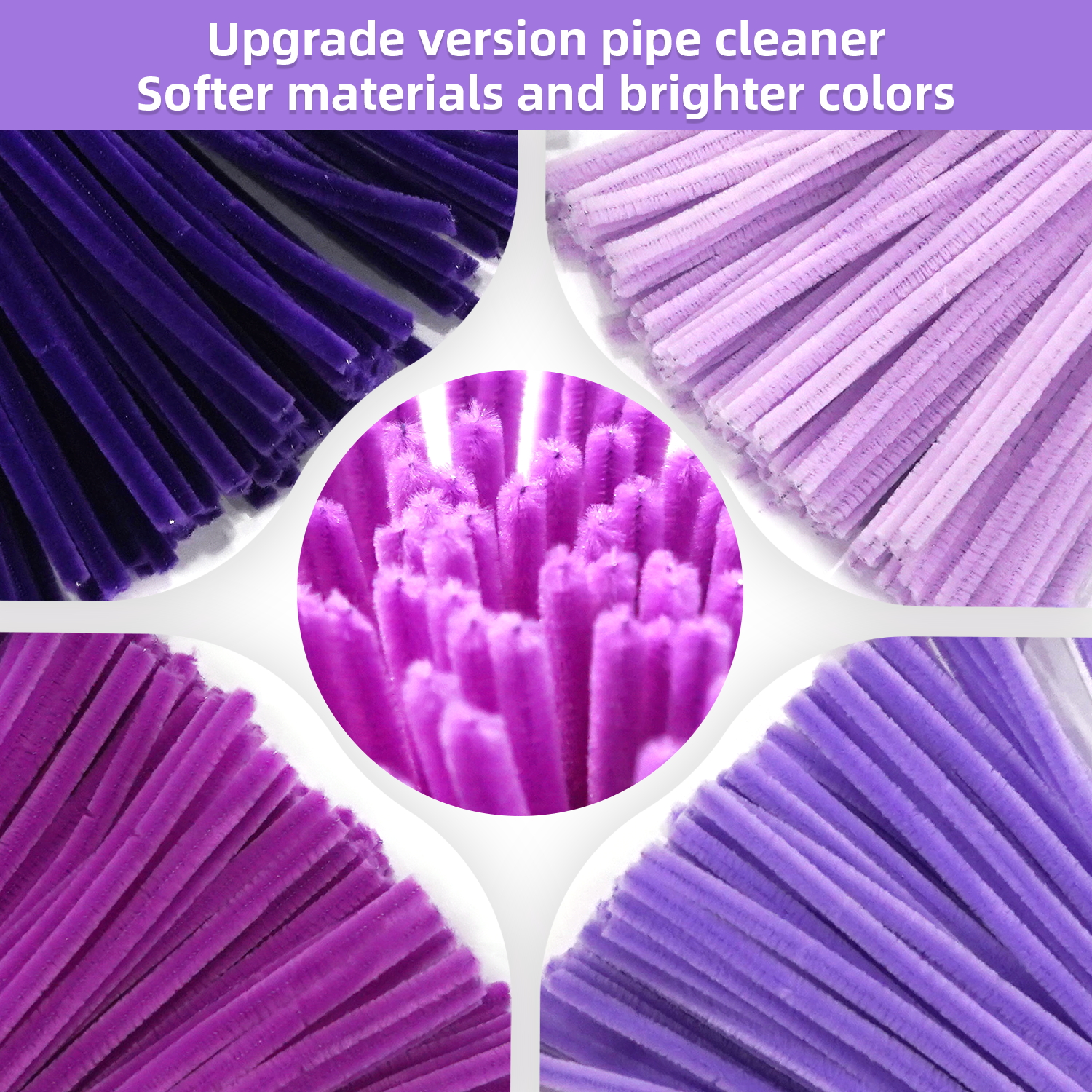 200pcs purple Serie Pipe Cleaners Craft Chenille Stem,Light Purple Dark ...