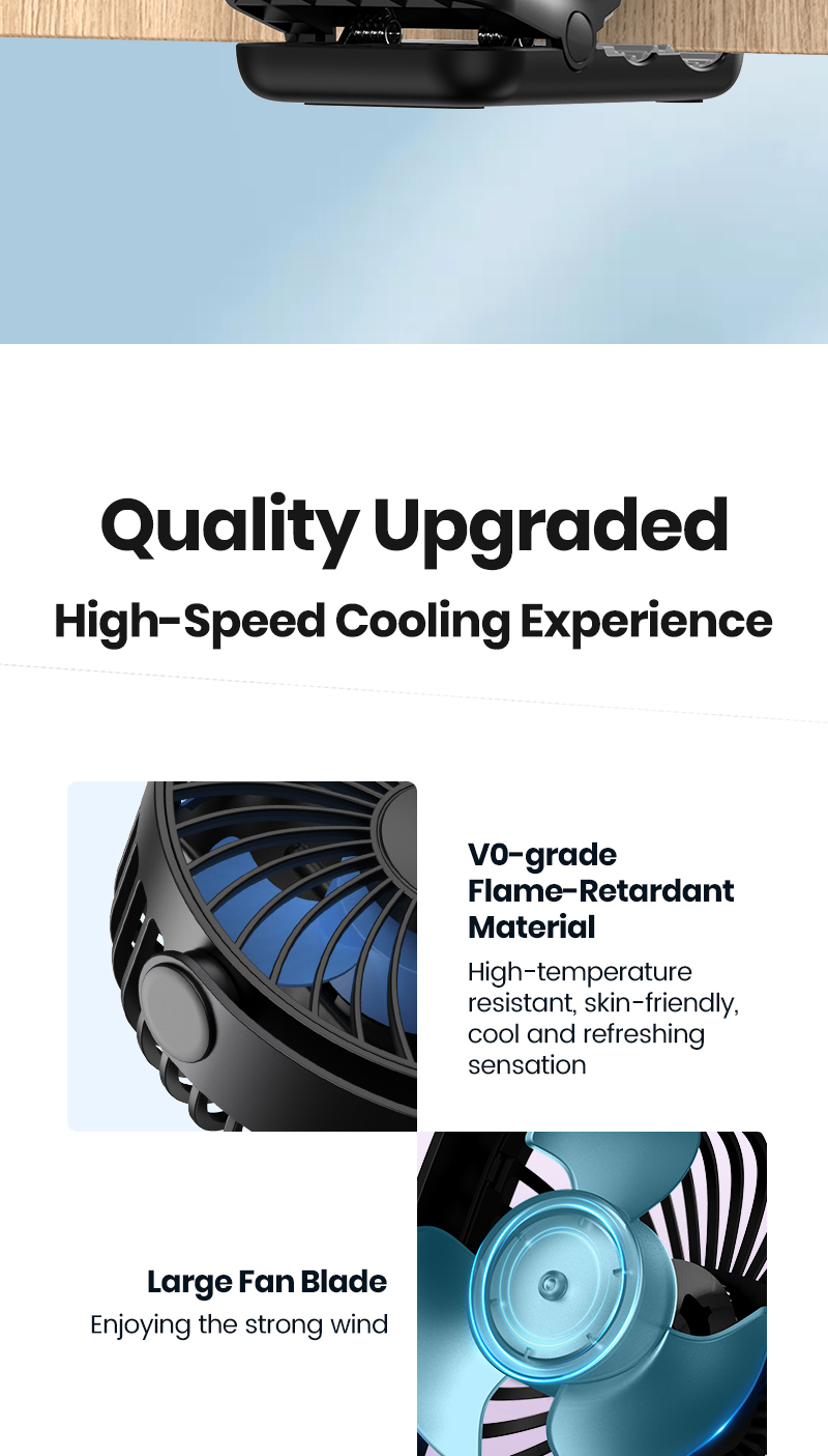 TOPK Clip Fan [USB Powered] 720° Rotation 3 Speed Modes Strong Wind ...