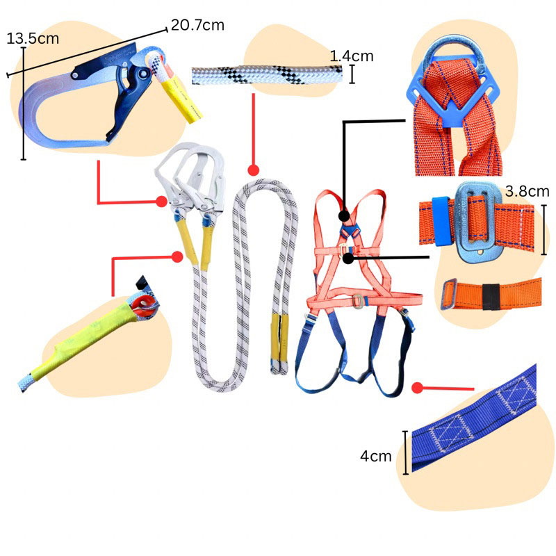 Safety Belt Full Body Harness Polyamide Lanyard Large Hook Tali ...