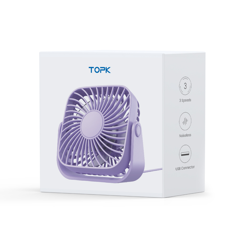 TOPK Portable Desk Fan [USB power] Rechargeable Small Mini Electric ...
