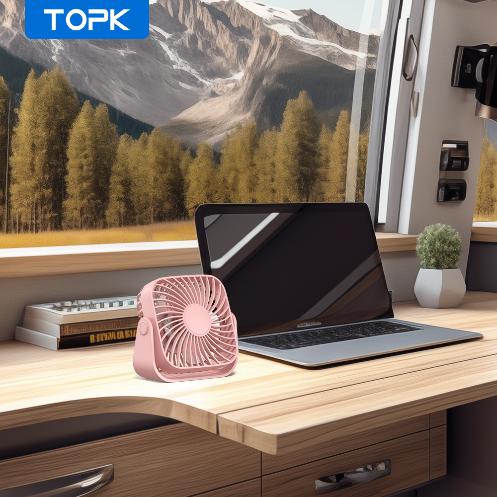 TOPK Portable Desk Fan [USB power] Rechargeable Small Mini Electric ...