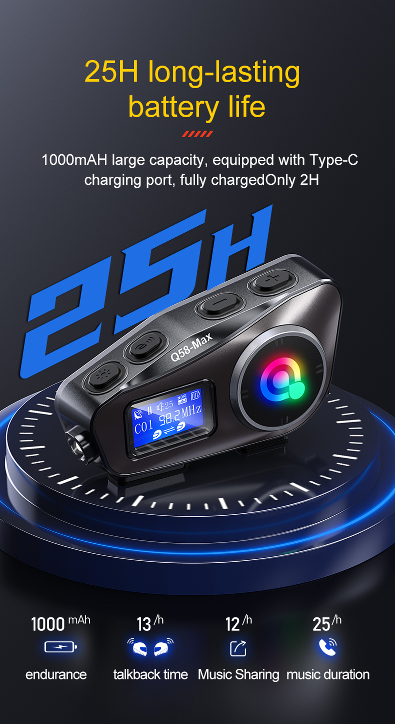 New Arrival Bluetooth Motorcycle Intercom Helmet Headsets Q58 Max ...