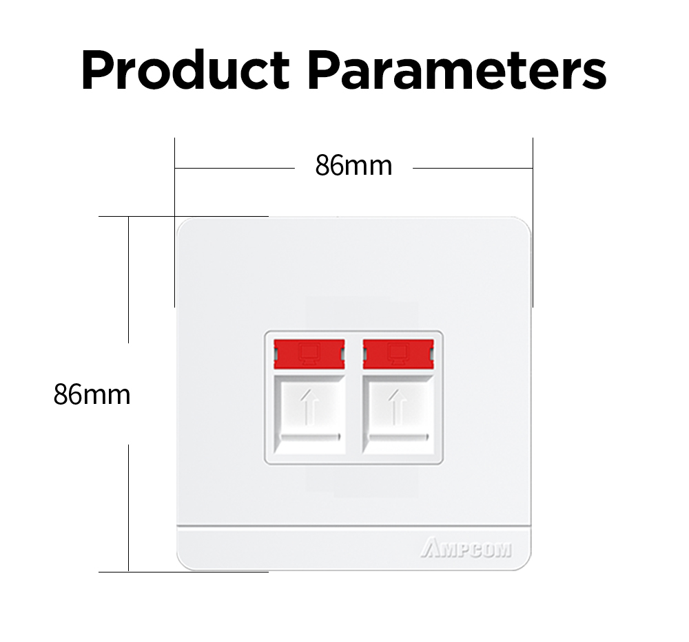 AMPCOM RJ11 RJ45 Faceplate Wall Socket Wallplate Face plate 1-Port 2 ...