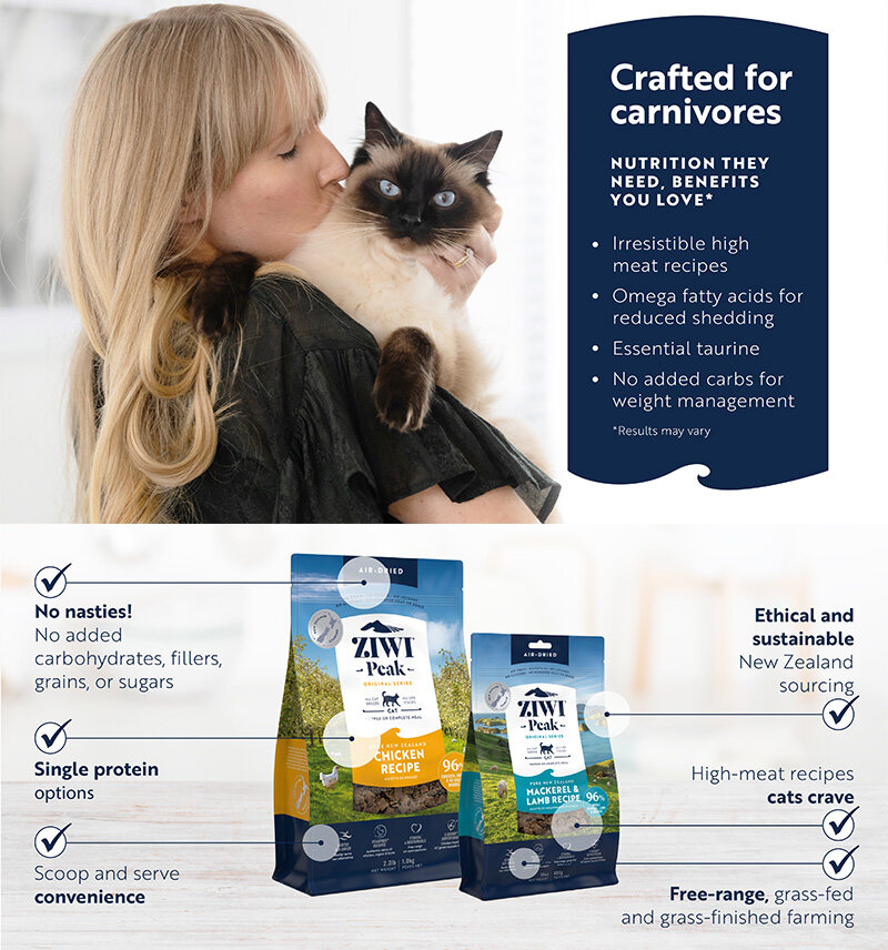 Ziwi Peak Air Dried Cat Food- All Natural, High Protein, Grain Free and Limited Ingredient with ...