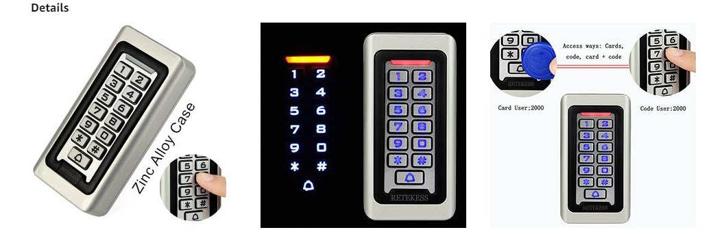 Retekess T-AC03 Security Access Control Keypad RFID Keypad Door Access Control Stand-Alone ...