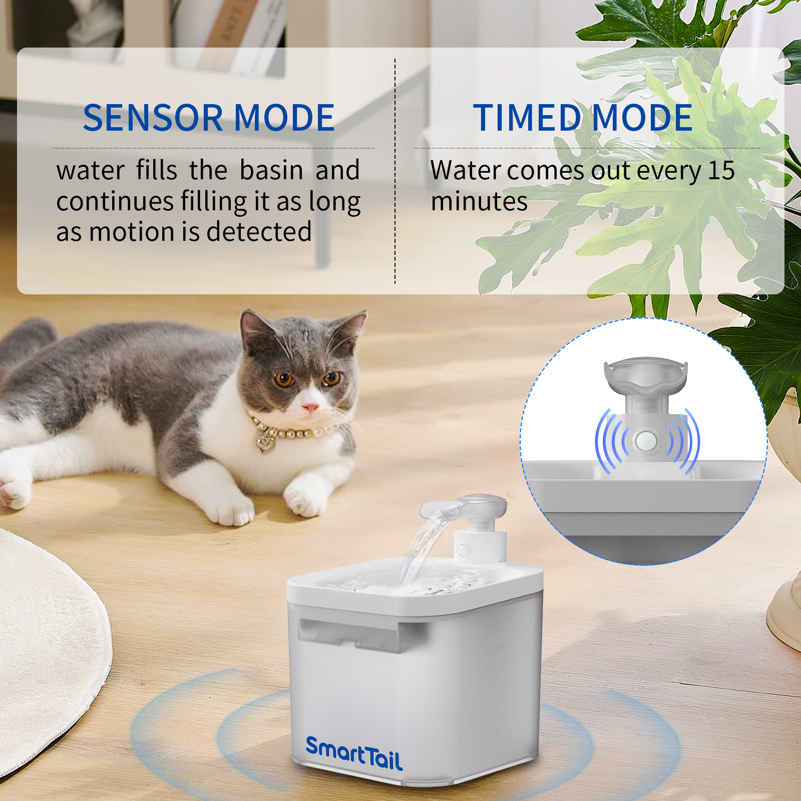 Smarttail 2.2L Cat Water Fountain Automatic Wireless Pet Water ... Smarttail 2.2L Cat Water Fountain Automatic Wireless Pet Water ...