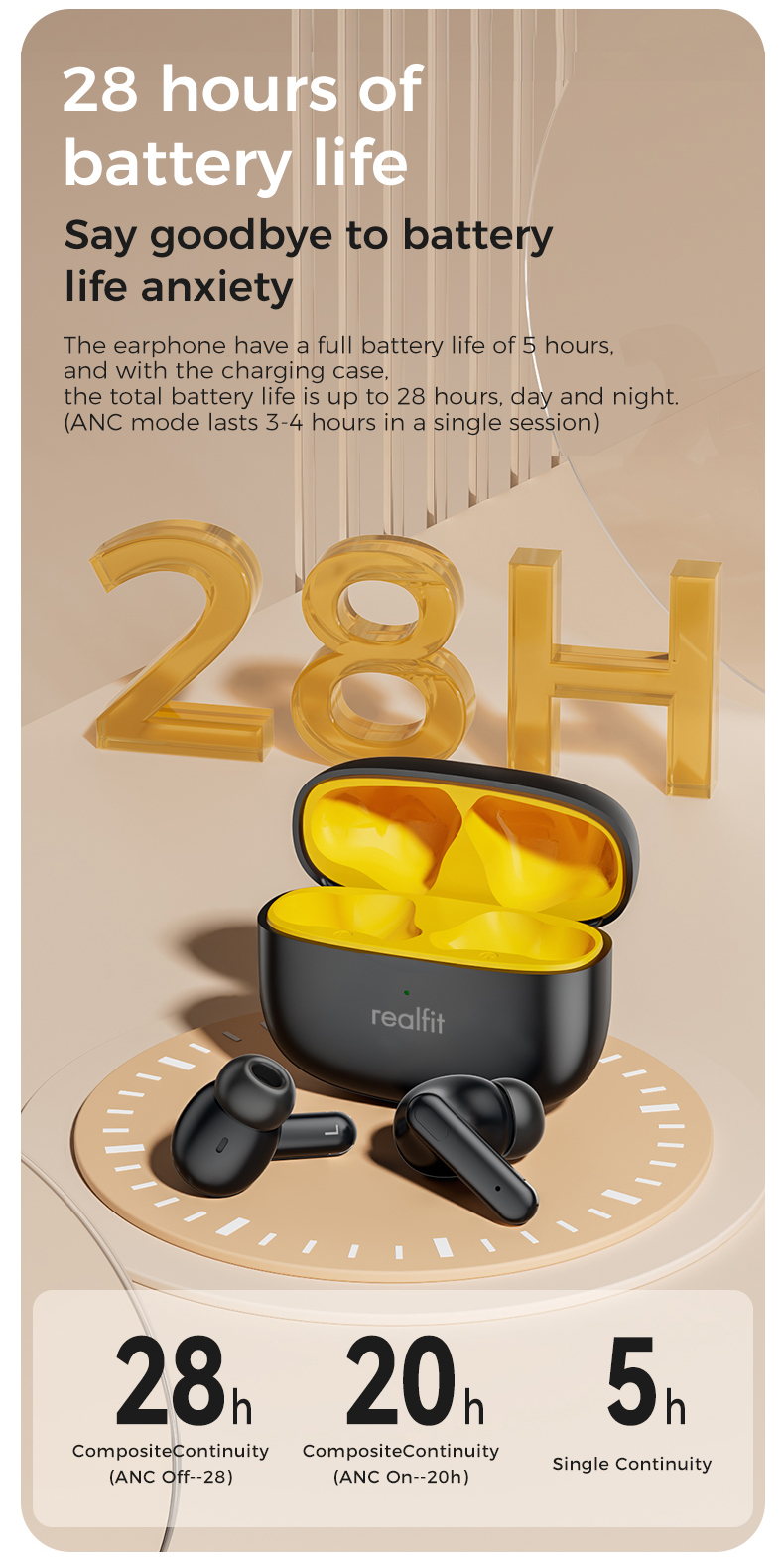 【Local stock】Realfit F3 Bluetooth Earphone -38dB Noise Cancellation ...