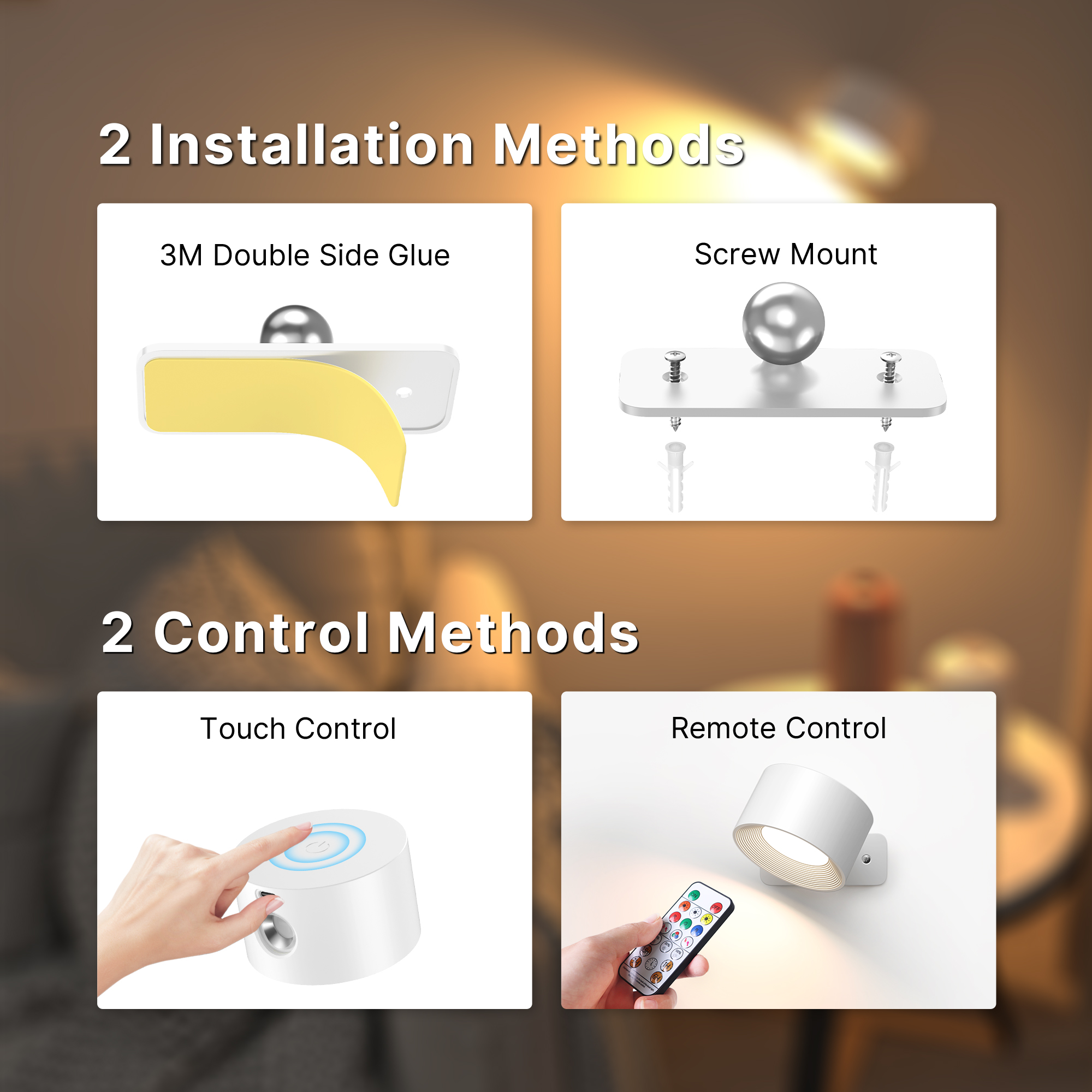 Magnetic Wall Lamp LED Wall Sconce Wall Mounted Lamp With Rechargeable ...