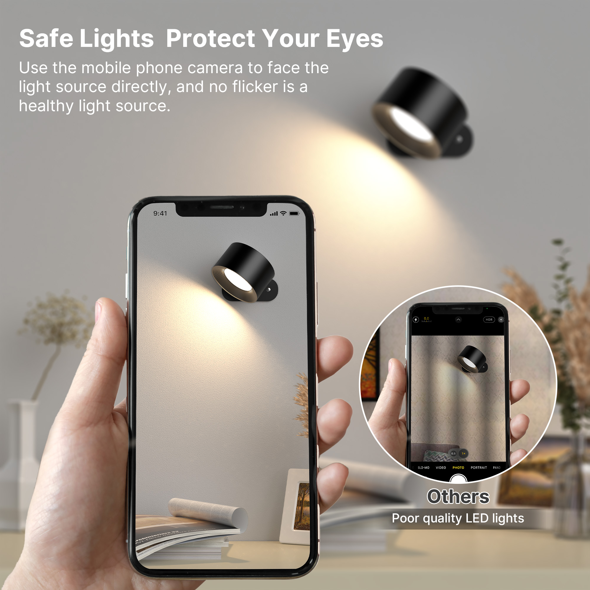 Magnetic Wall Lamp LED Wall Sconce Wall Mounted Lamp With Rechargeable ...