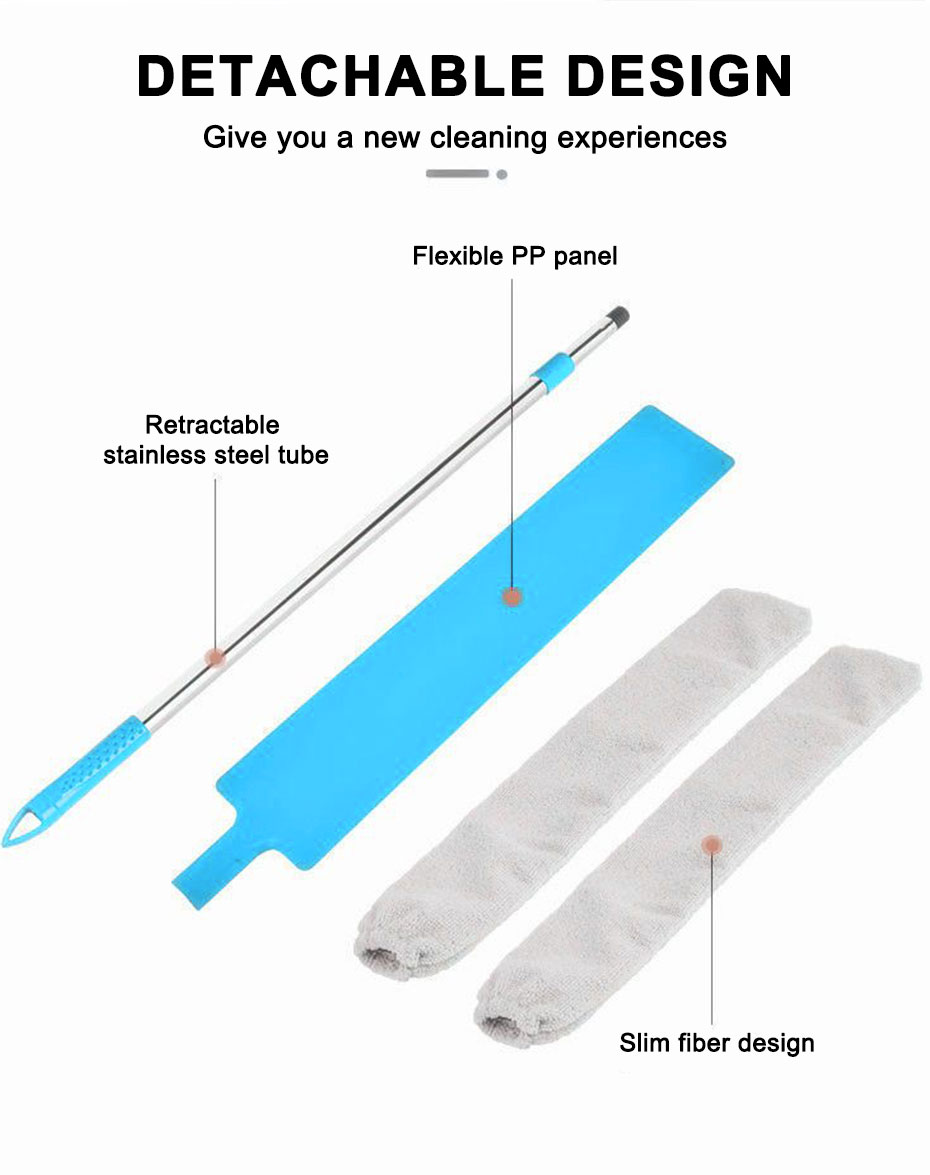 Microfiber Flat Duster For Gap Dust Cleaning Retractable Sweep Bed ...