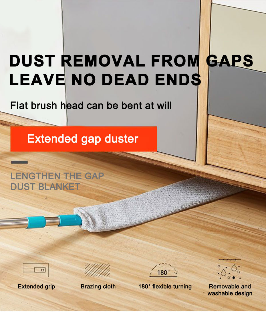 Microfiber Flat Duster For Gap Dust Cleaning Retractable Sweep Bed ...