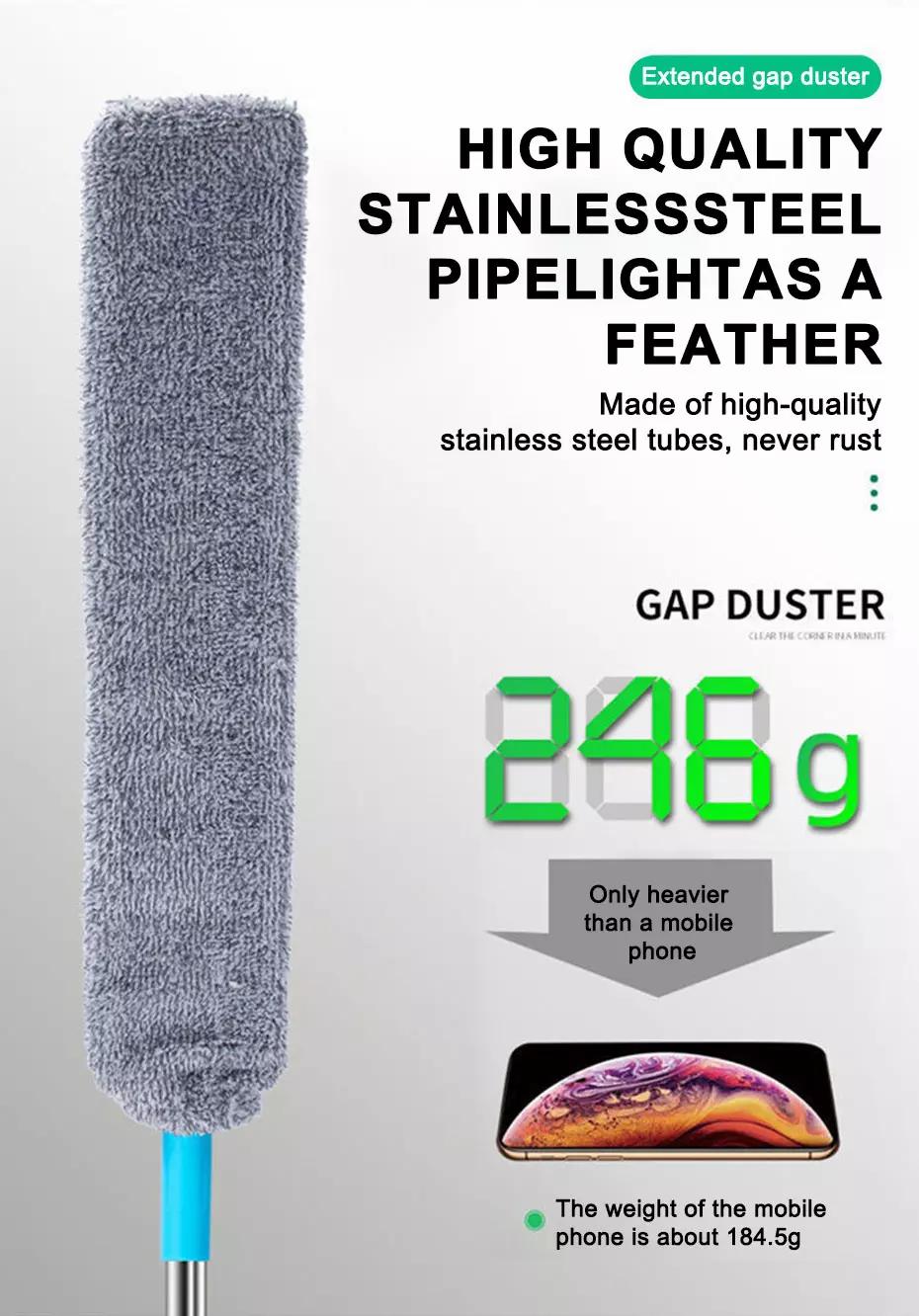 Microfiber Flat Duster For Gap Dust Cleaning Retractable Sweep Bed ...