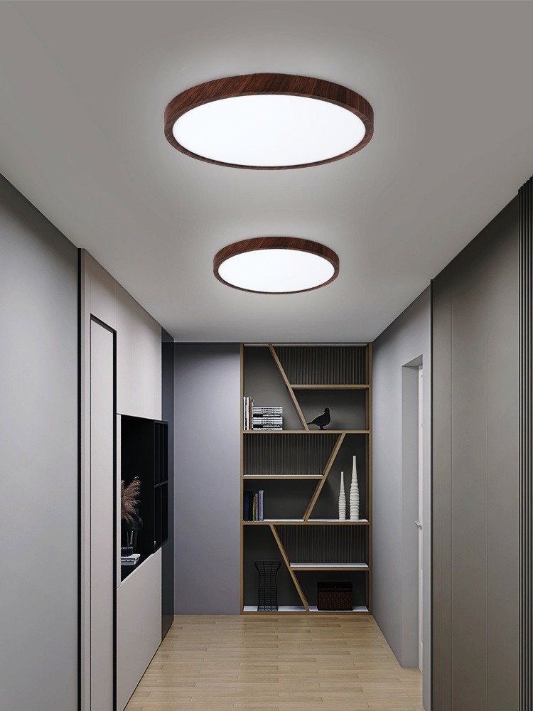Modern LED Wood Grain Ceiling Lamp Ultrathin Walnut Log Color Ceiling ...
