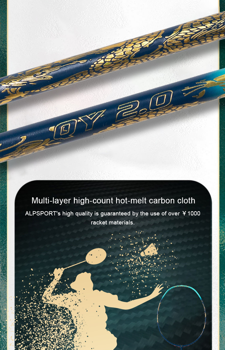 ALP QY 2.0 4U Max 38LBS Golden Dragon Pattern Badminton Racket Ori ...