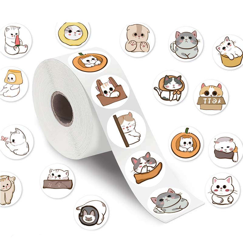 200pcs/roll Cat Stickers Waterproof for Scrapbook, Envelope Sealing ...