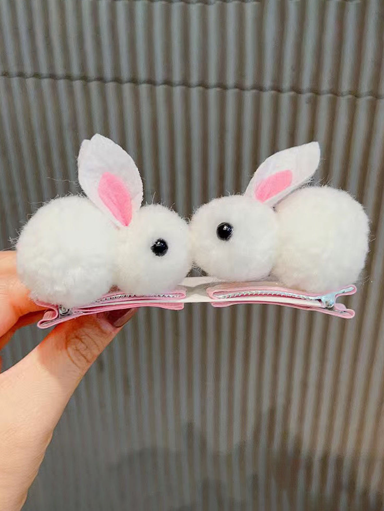 Children Fur Ball Rabbit Ears Plush Cute Hair Clip Headdress-Children ...