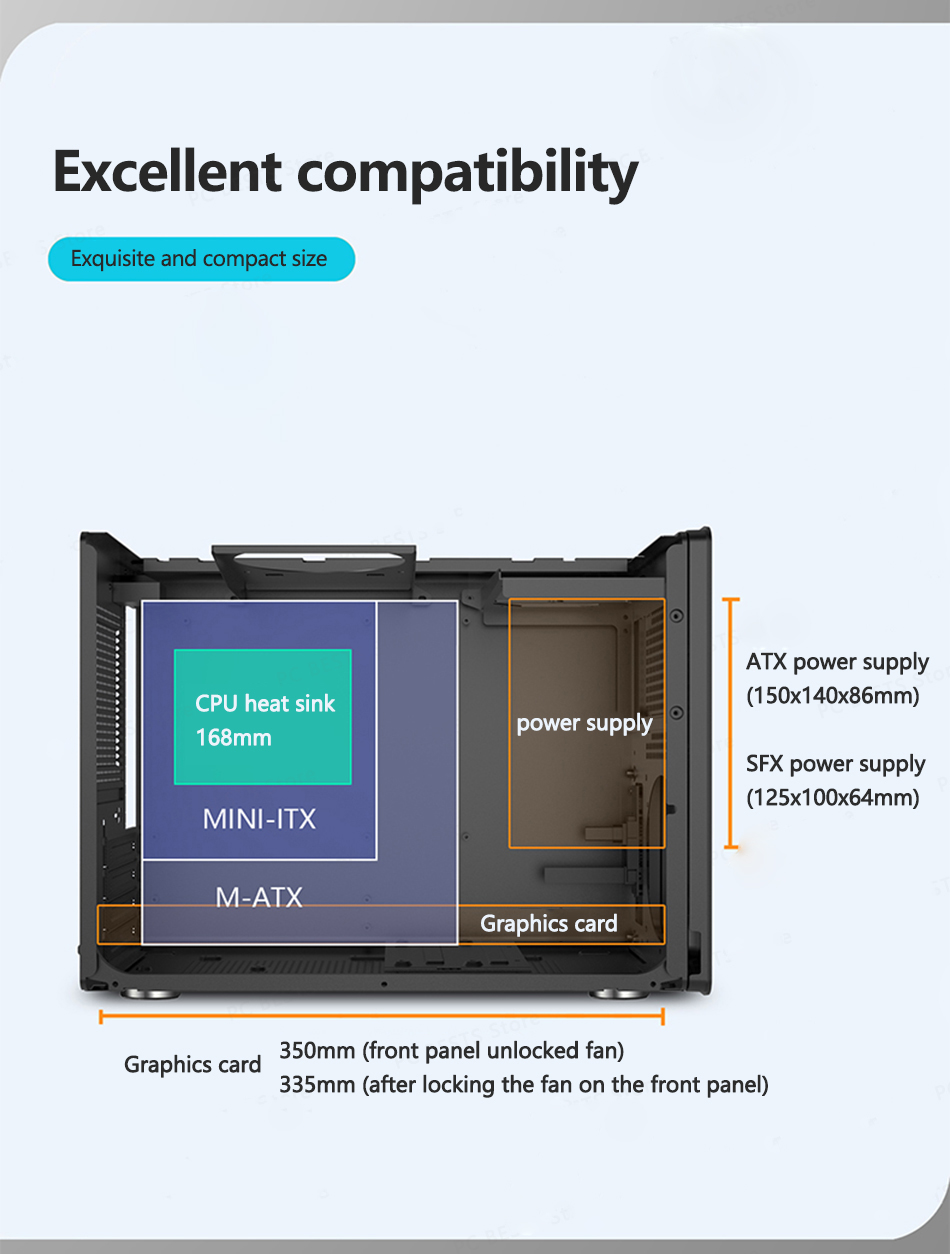 Power Train MATX P60 Desktop Small Case Portable Handheld Case ITX ...